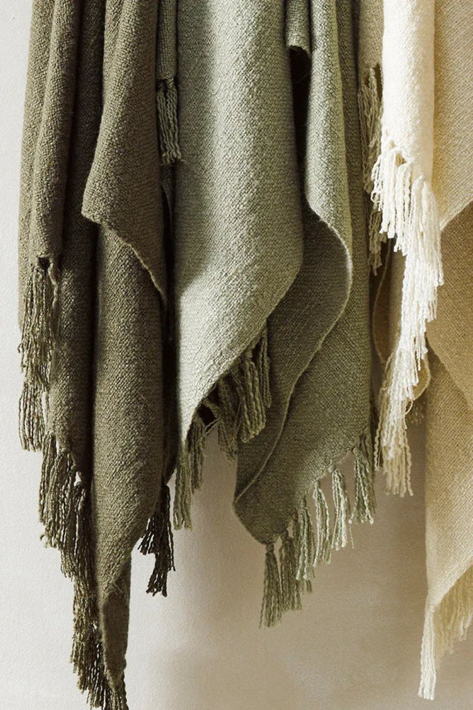 Shop Serenade Olive Acrylic 125x150cm Throw | Flo & Frankie