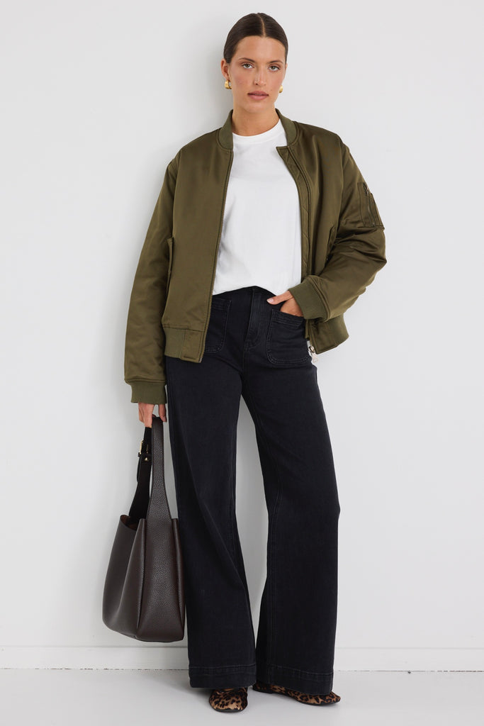 Shop Aviation Khaki MA1 Bomber Jacket | Flo & Frankie