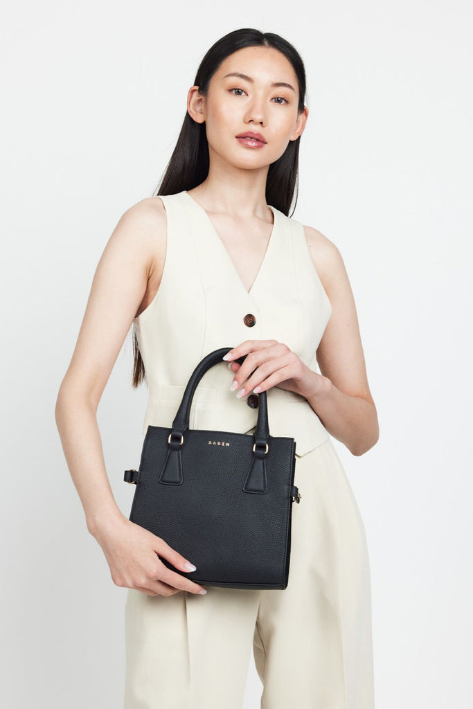 Shop Beau Black Leather Suede Side Crossbody Bag | Flo & Frankie