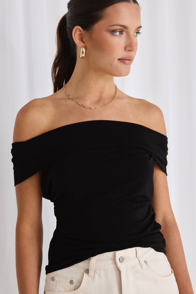 Shop Nightlife Black Stretch Off Shoulder Top | Flo & Frankie