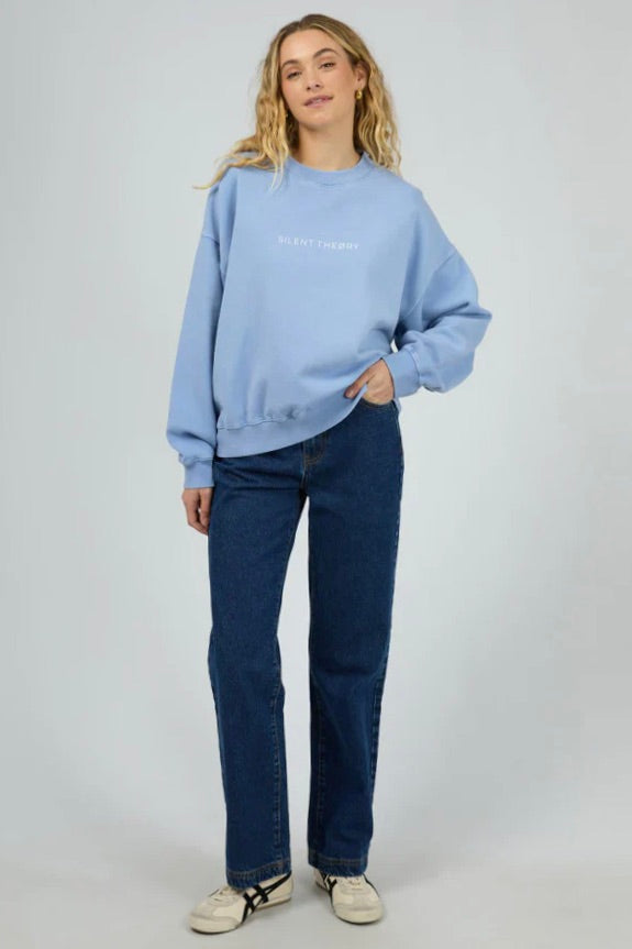 Shop Logo Light Blue Boxy Crew Sweatshirt | Flo & Frankie