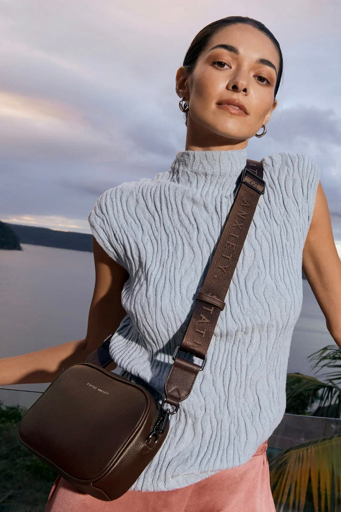 Shop Plunder Cocoa Crossbody Bag Webbed Strap | Flo & Frankie