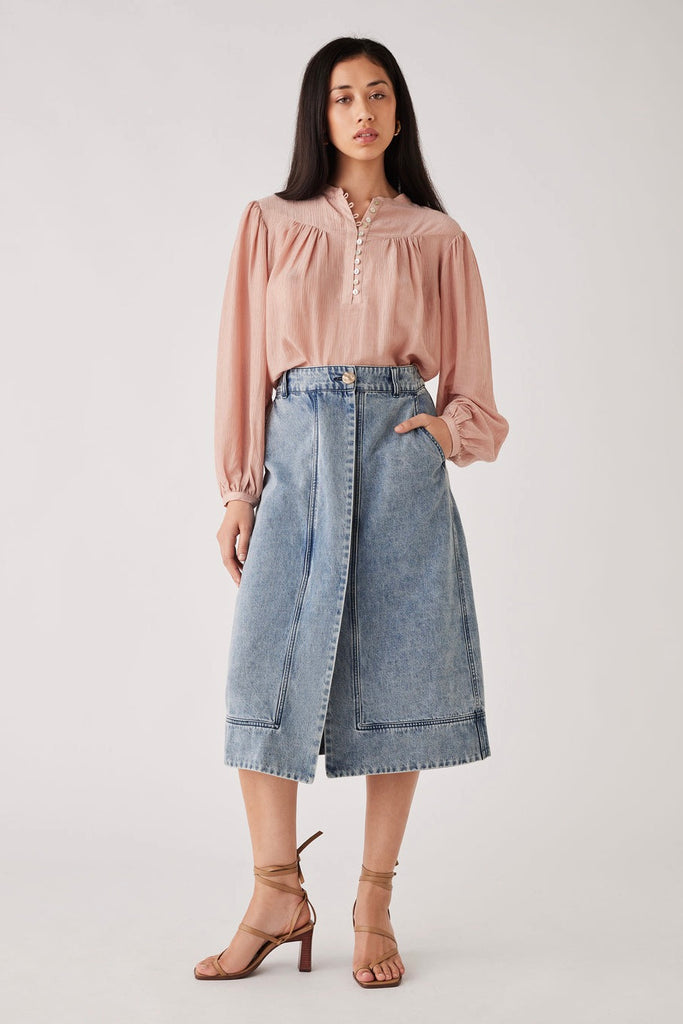Shop Saskia Dusky Rose LS Blouse | Flo & Frankie