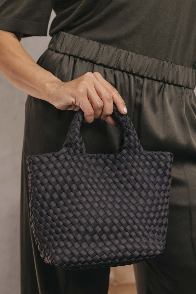 Shop Reeva Black Woven Mini Bag | Flo & Frankie