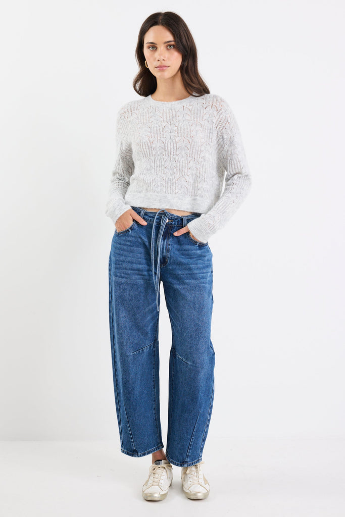 Shop Adulation Grey Marle Pointelle Fluffy Jumper | Flo & Frankie