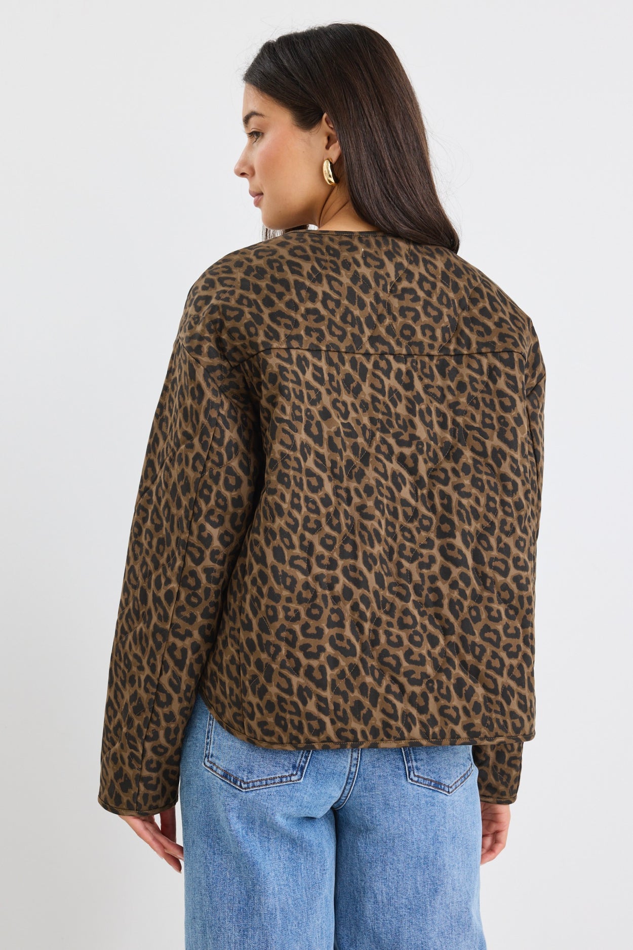 Shop Apex Animal Print Collarless Quilted Puffer Jacket | Flo & Franki