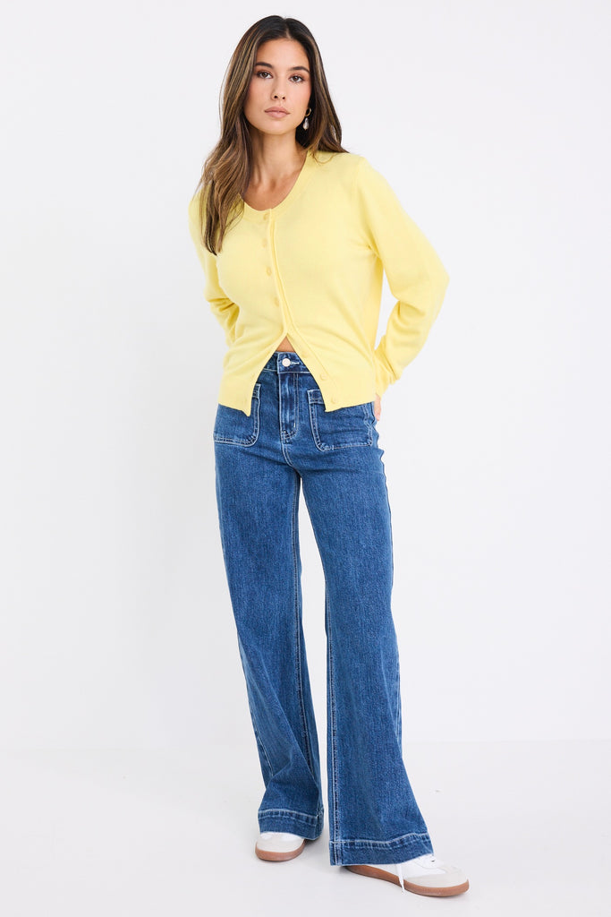 Shop Autograph Lemon Soft Wool Blend Crewneck Cardigan | Flo & Frankie