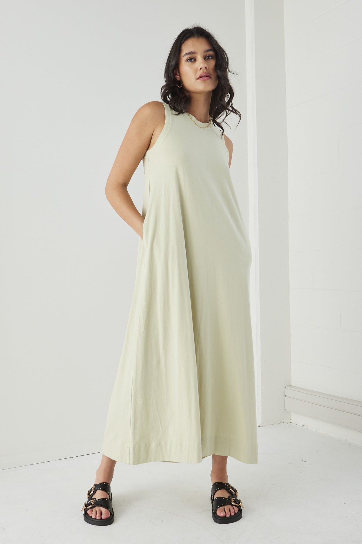 Shop Base Sage Knit Swing Dress | Flo & Frankie