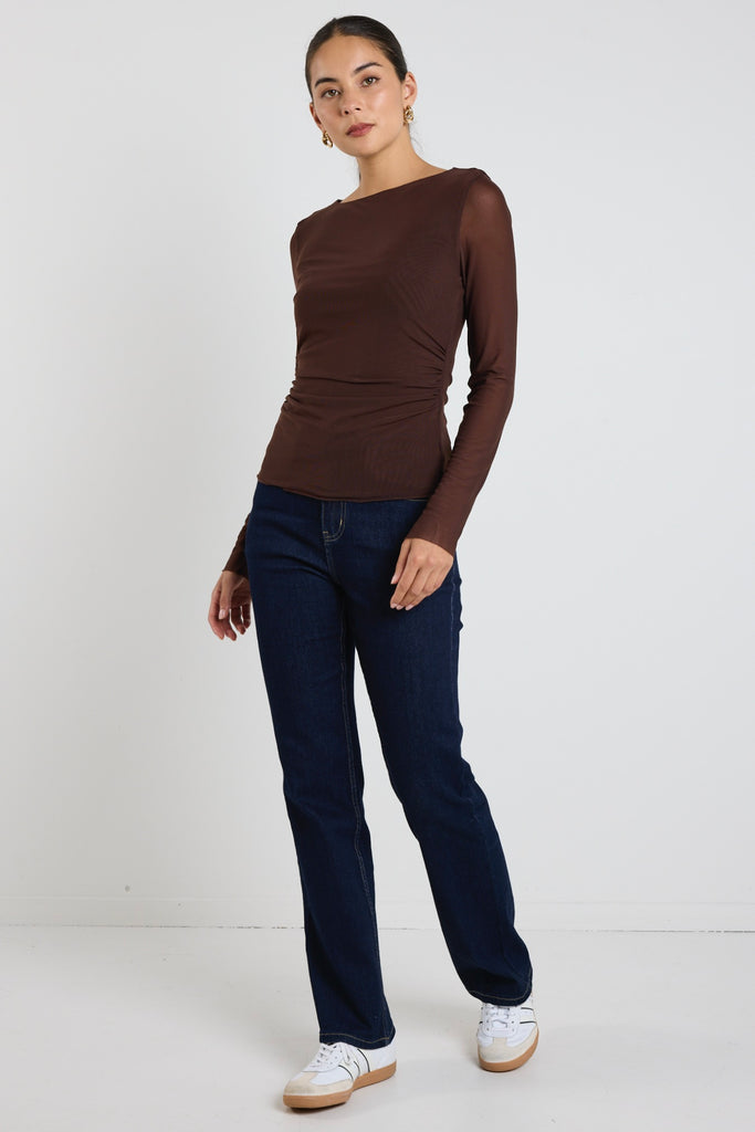 Shop Bravo Chocolate Mesh Long Sleeve Top | Flo & Frankie