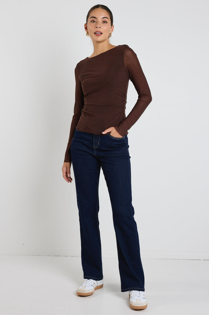 Shop Bravo Chocolate Mesh Long Sleeve Top | Flo & Frankie