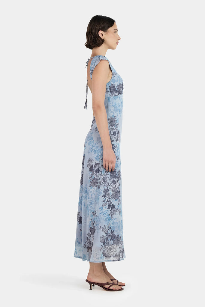 Shop Cabello Blue Jasmine Low Back SS Midi Dress | Flo & Frankie