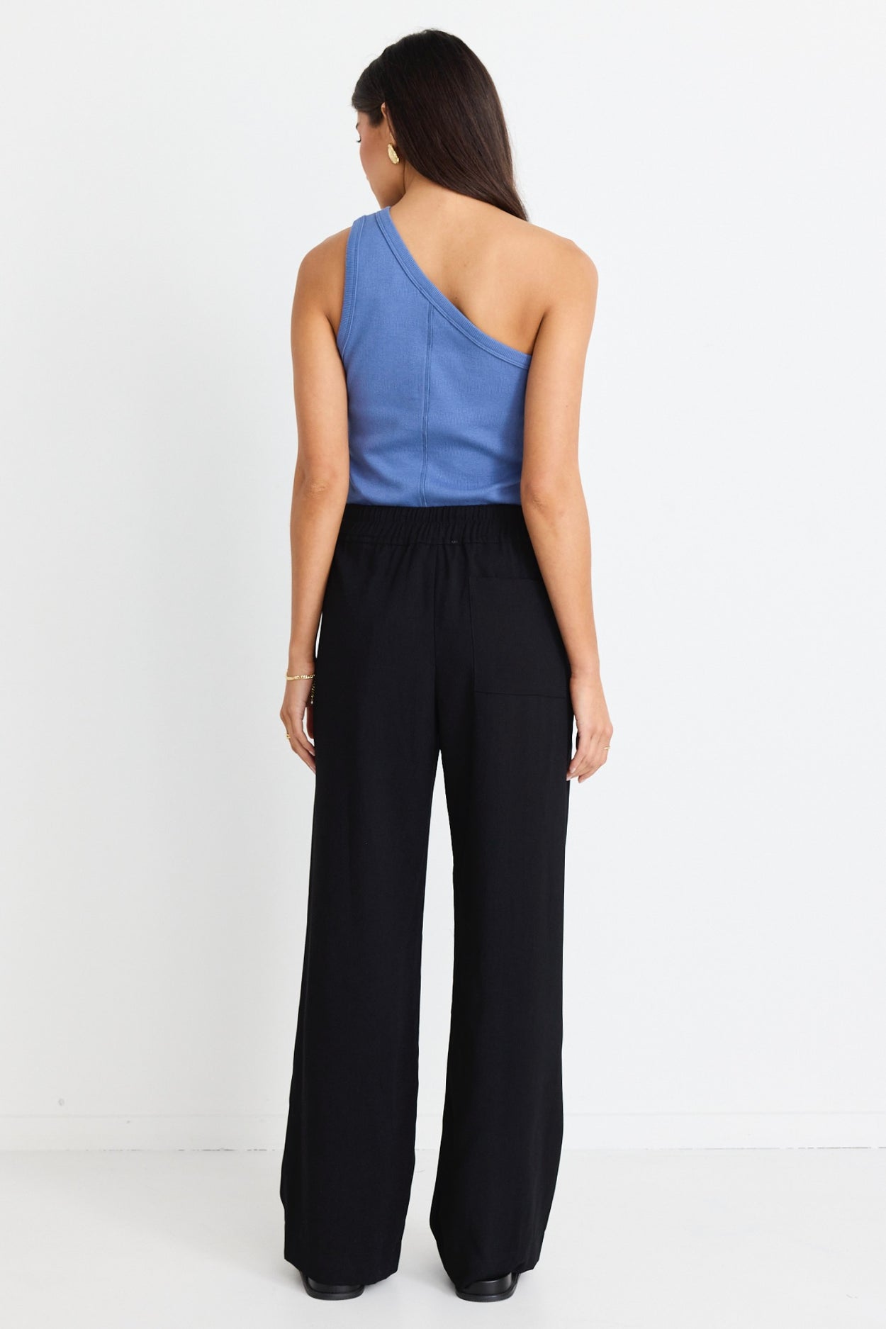 Shop Celestial Mid Blue Rib One Shoulder Tank | Flo & Frankie