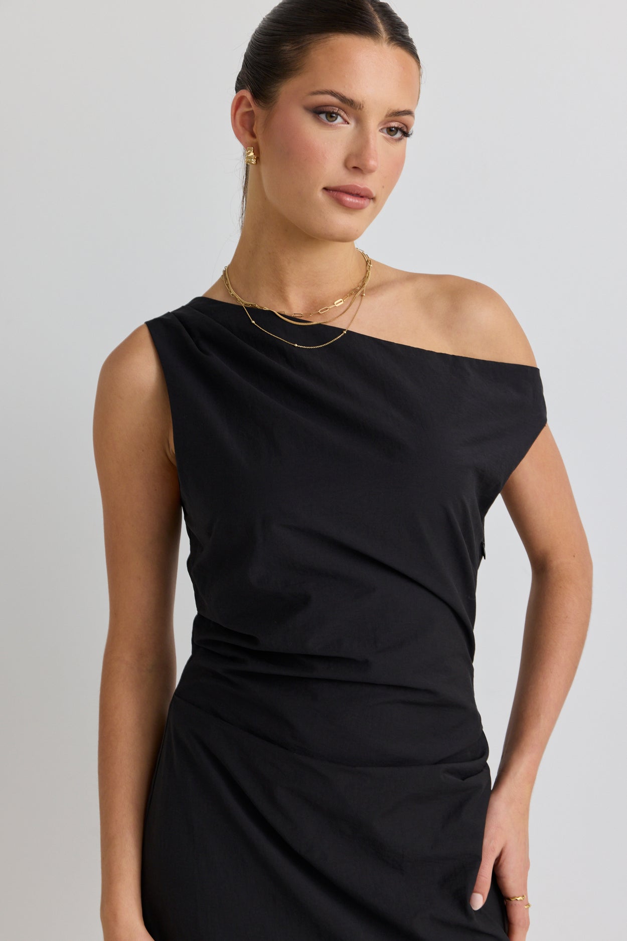 Shop Classified Black Off Shoulder Tuck Maxi Dress | Flo & Frankie