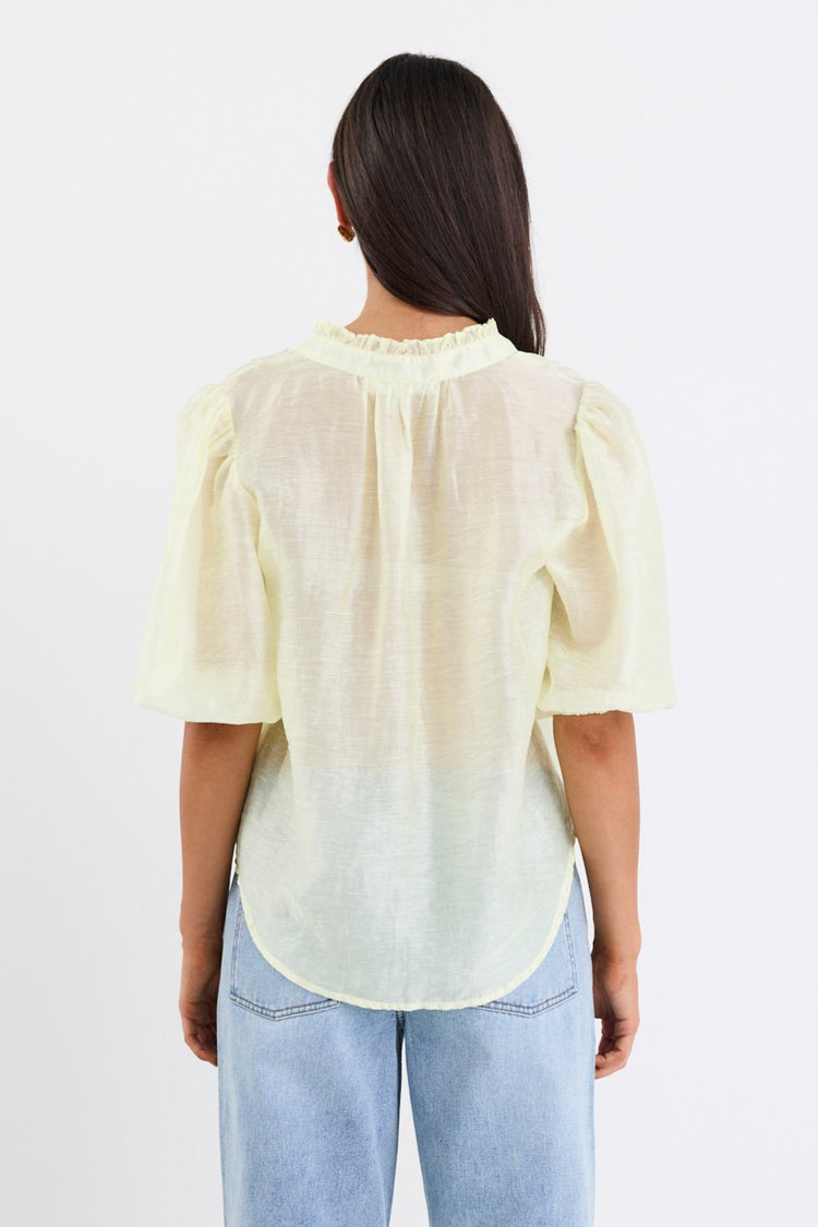 Shop Closure Sunshine Sheer High Neck Buttoned SS Top | Flo & Frankie