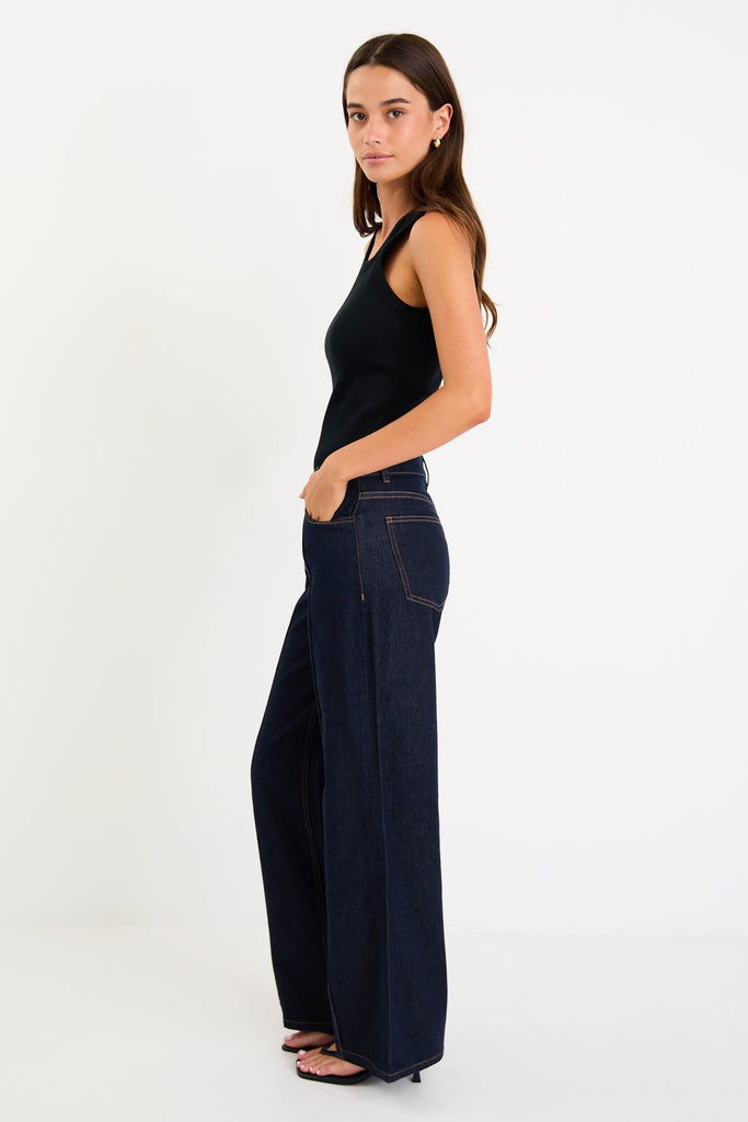 Shop Vault Indigo Pin Tuck Wide Leg Jean | Flo & Frankie
