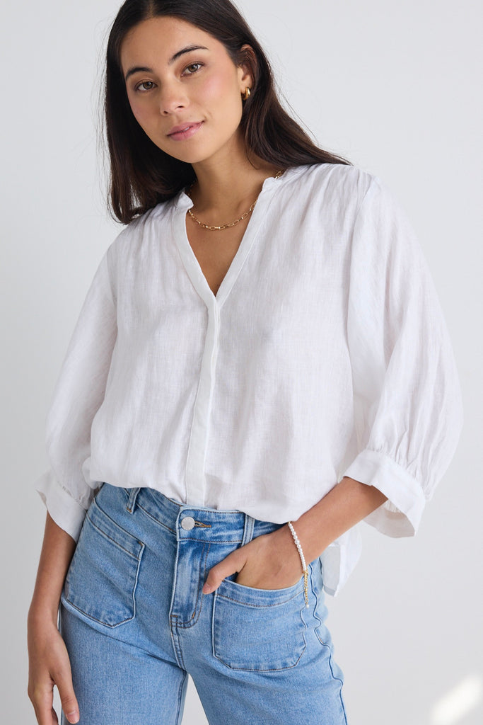 Shop White Linen Blouse Online | Flo & Frankie