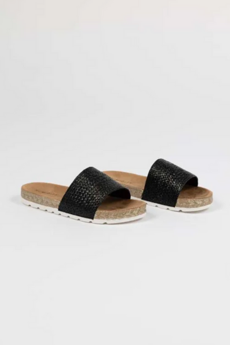 Shop Dream Black Raffia Slide | Flo & Frankie