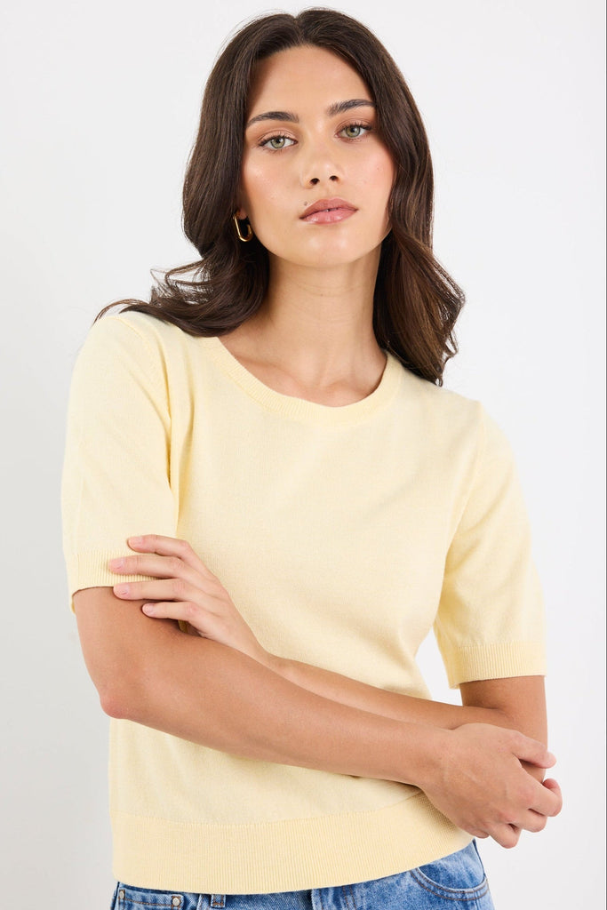 Shop Edition Lemon Crewneck Cashmere Blend Knit Tee | Flo & Frankie