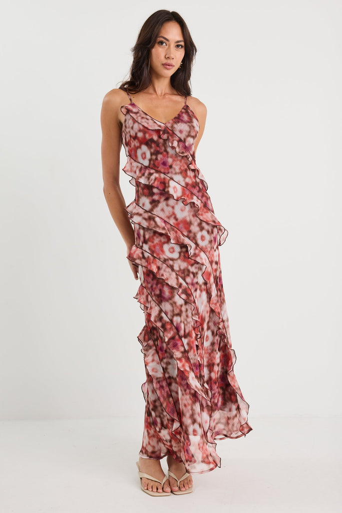 Shop Galore Autumn Bloom Bias Ruffle Slip Maxi Dress | Flo & Frankie