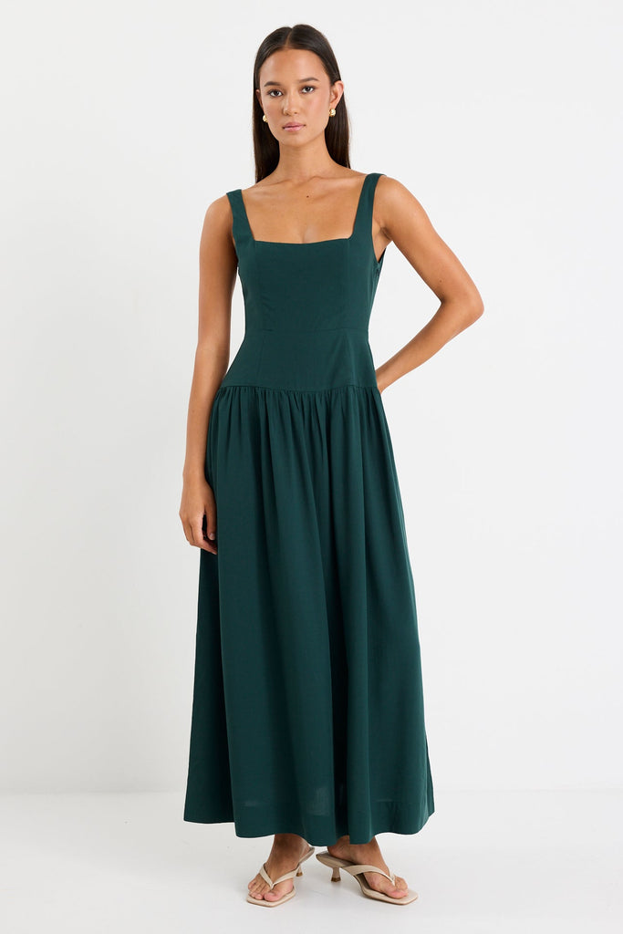 Shop Gilded Forest Sleeveless Square Neck Maxi Dress | Flo & Frankie