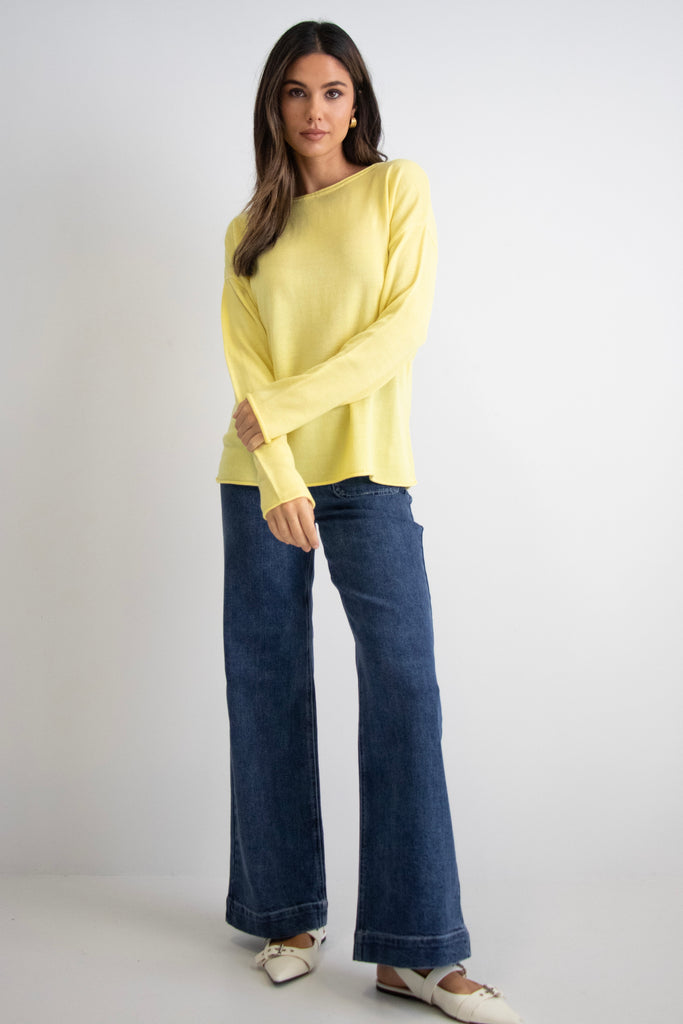 Shop Legacy Lemon Knit Wide Neck Jumper | Flo & Frankie