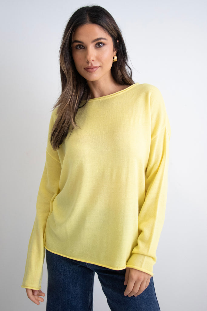 Shop Legacy Lemon Knit Wide Neck Jumper | Flo & Frankie