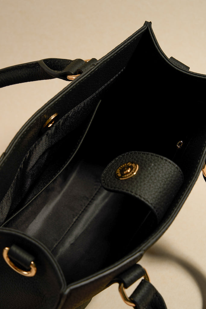 Shop Manhattan Black Leather Mini Tote Bag | Flo & Frankie