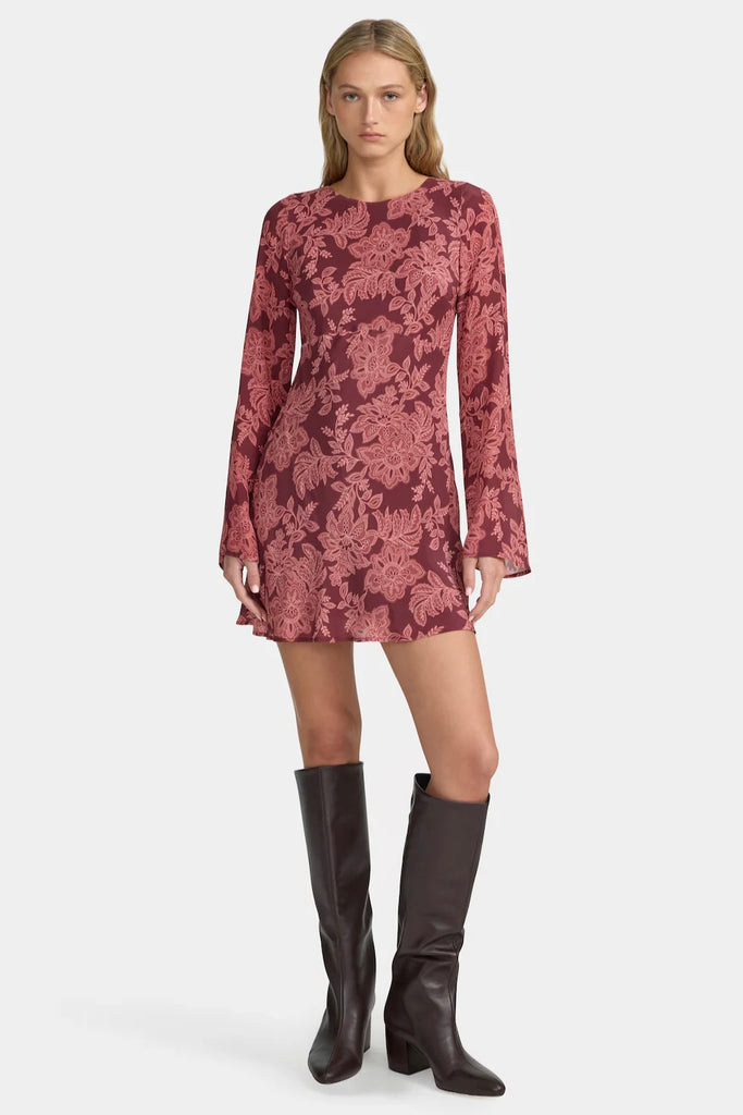 Shop Martini Plum Paisley LS Mini Dress | Flo & Frankie
