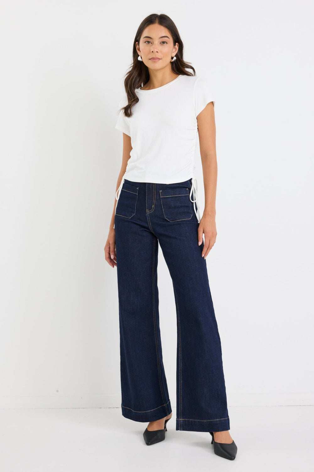 Shop Zoey Indigo High Rise Wide Leg Pocket Jean | Flo & Frankie