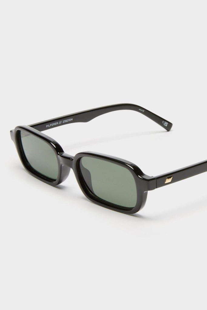 Shop Pilferer Black Narrow Rectangular Khaki Lens Sunglasses | Flo & F