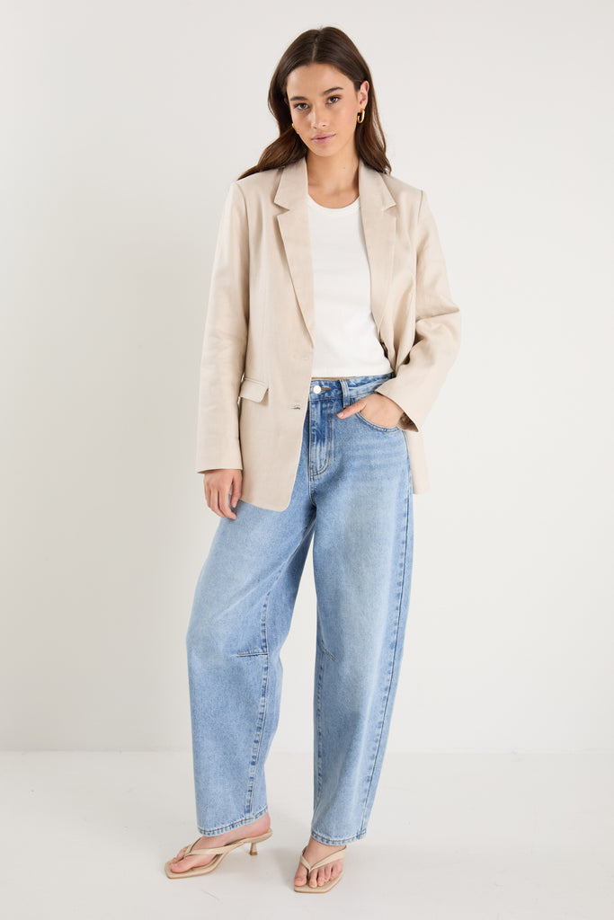 Shop Pillar Cream Linen 2 Button Blazer | Flo & Frankie