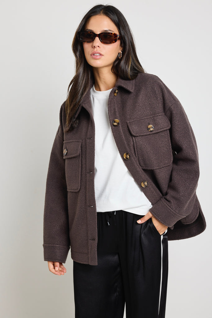 Shop Pinot Chocolate Oversized Shacket | Flo & Frankie