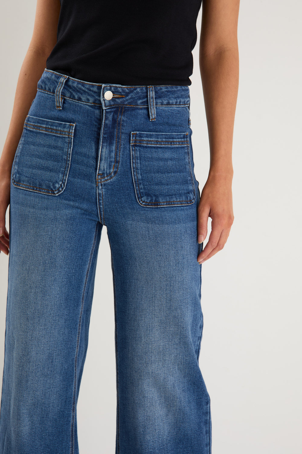 Shop Zoey Marine Blue High Rise Wide Leg Pocket Jean | Flo & Frankie