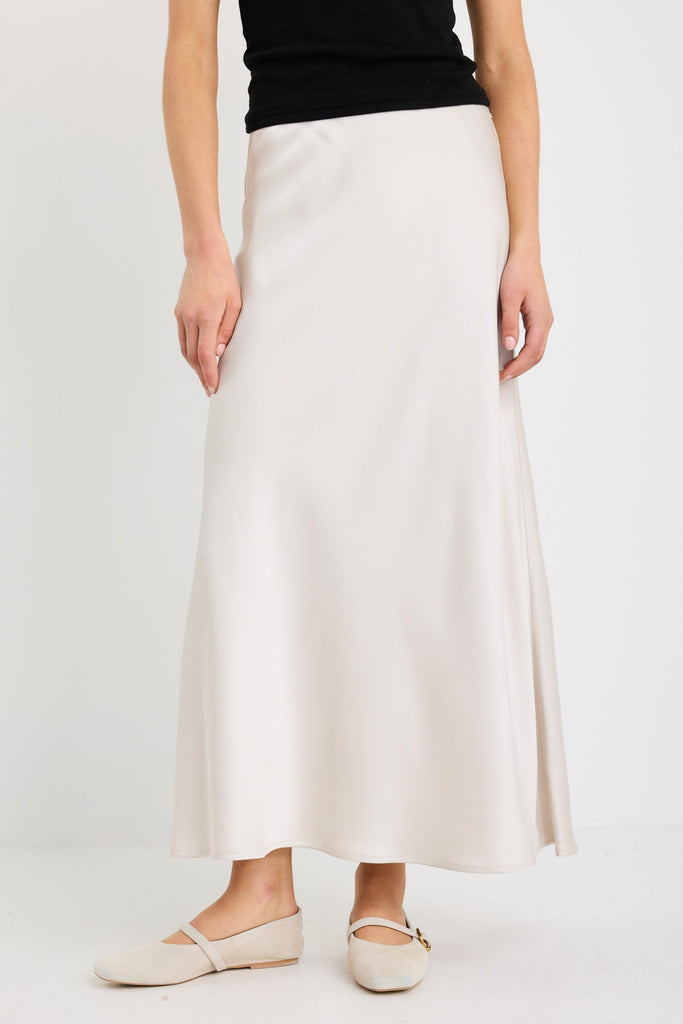 Shop Prodigy Pearl Satin Bias Maxi Skirt | Flo & Frankie