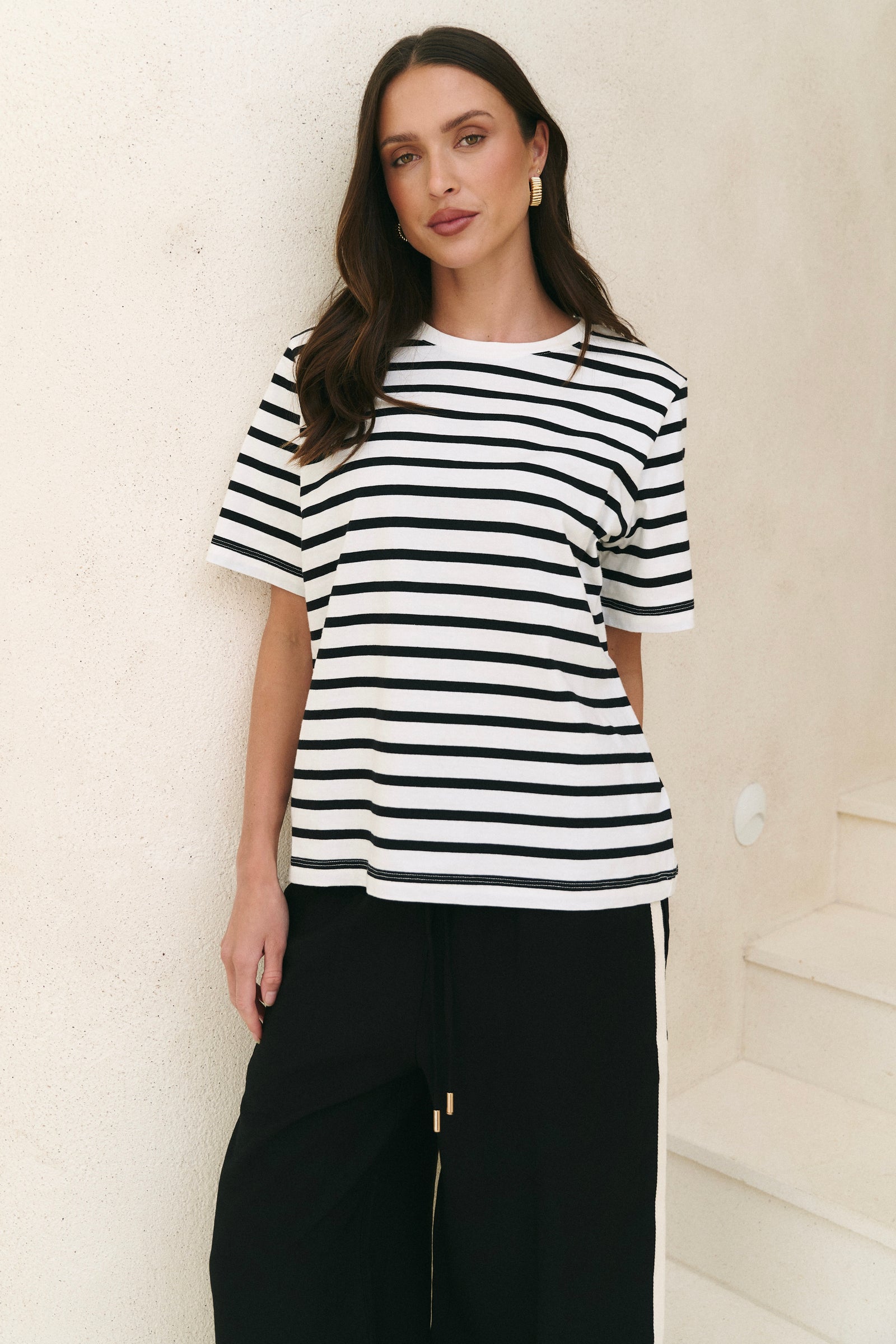 Shop Binding Black White Stripe Boxy Fit Tee | Flo & Frankie