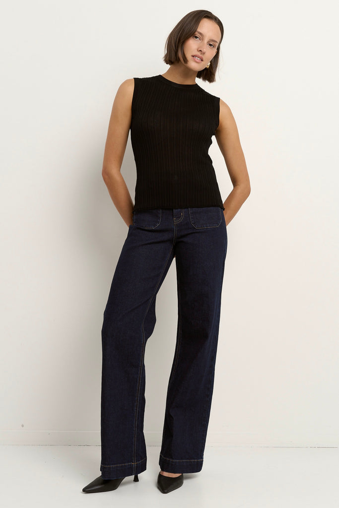 Shop Radius Black Sheer Rib knit Tank | Flo & Frankie