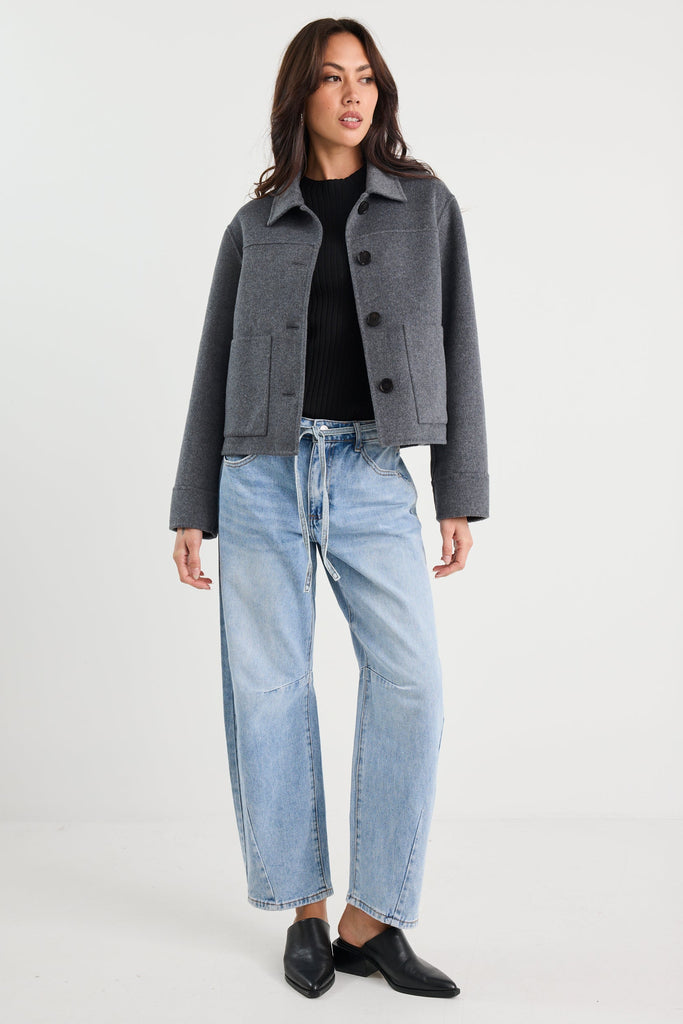 Shop Ranger Charcoal Marle Wool Blend Soft Jacket | Flo & Frankie