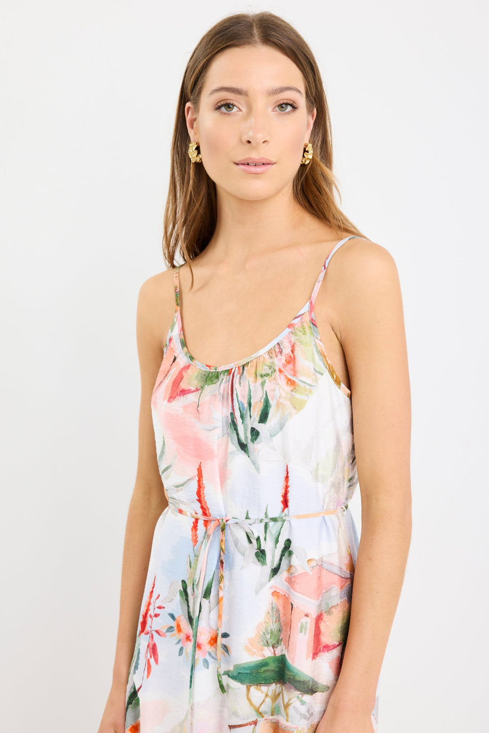 Shop Relax Tuscan Sunset Strappy Tiered Midi Dress | Flo & Frankie