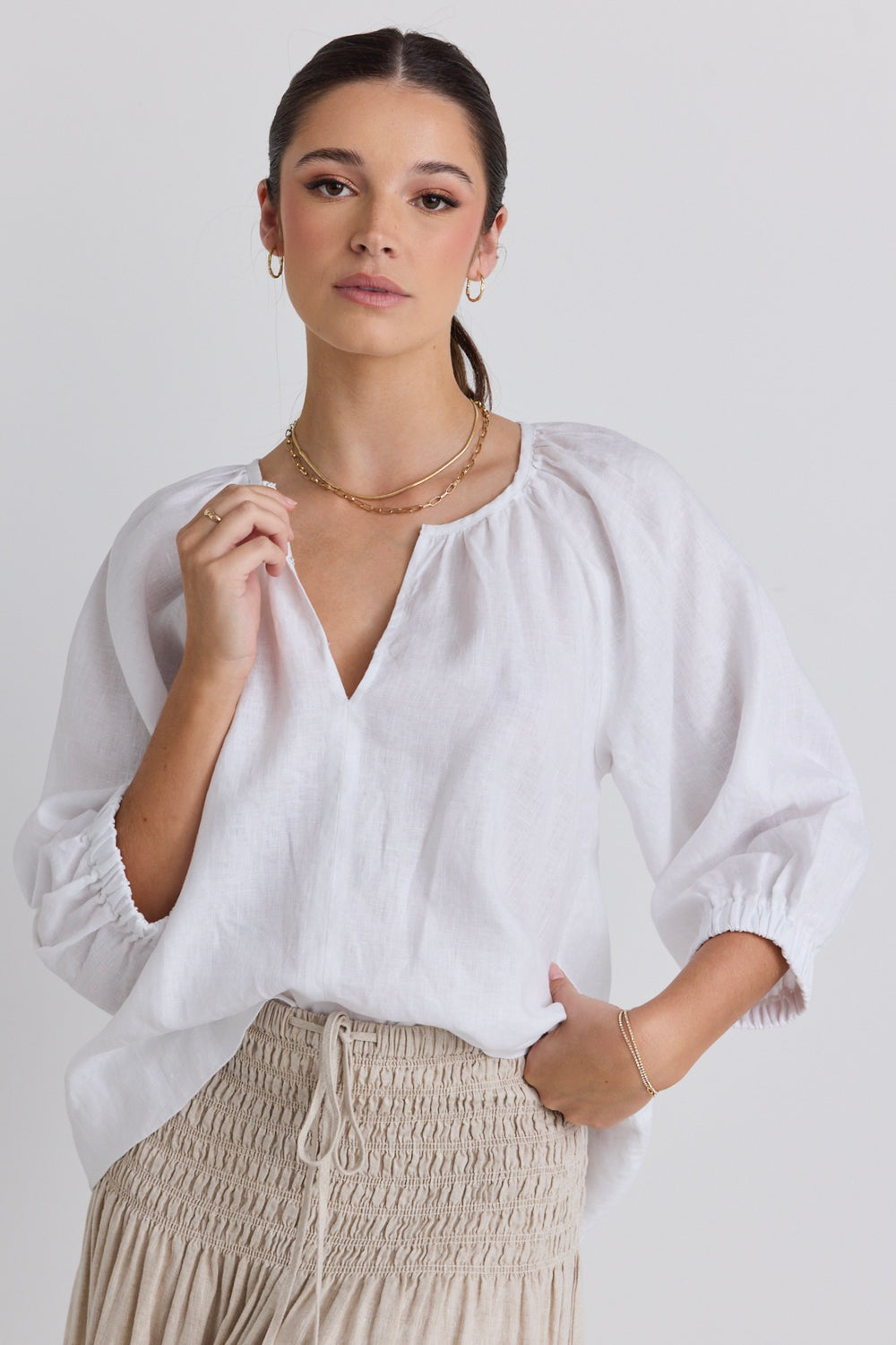 Shop White Linen Top Online | Flo & Frankie