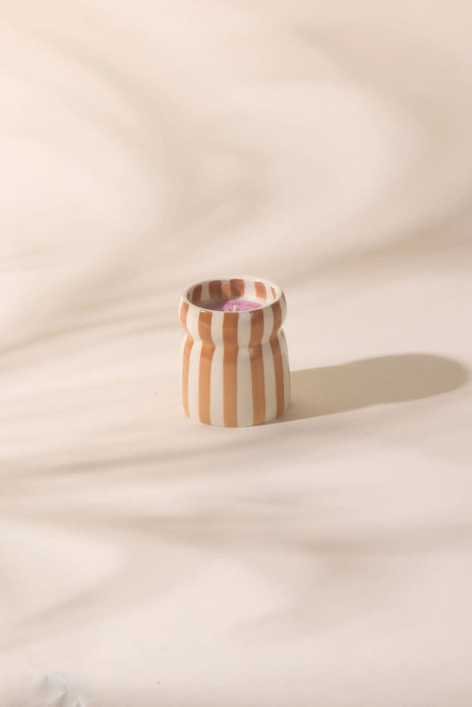 Shop Sienna Sunset Cabana Rust Stripe 184g Ceramic Candle | Flo & Fran
