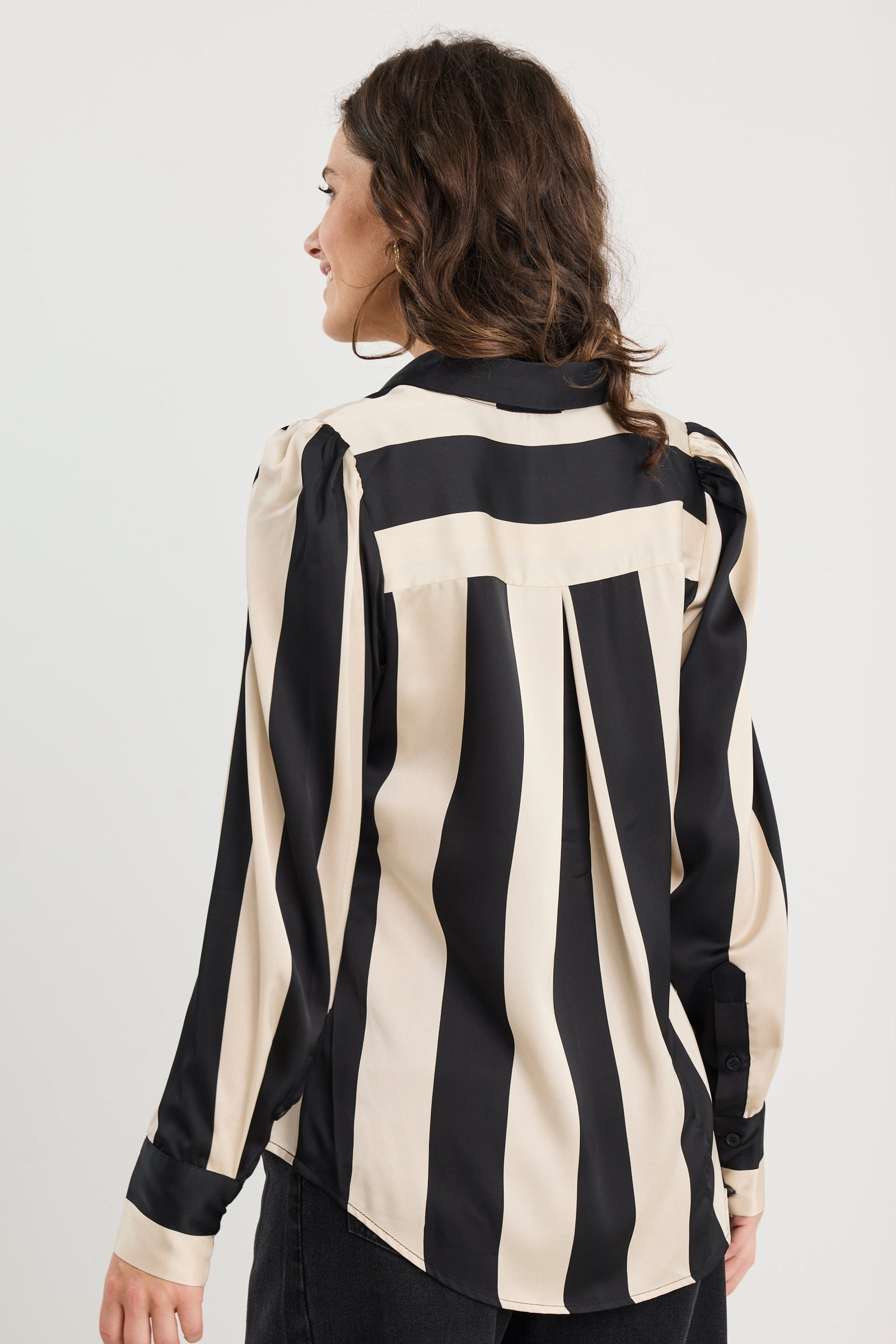 Shop Solidify Black Sand Stripe LS Blouse | Flo & Frankie