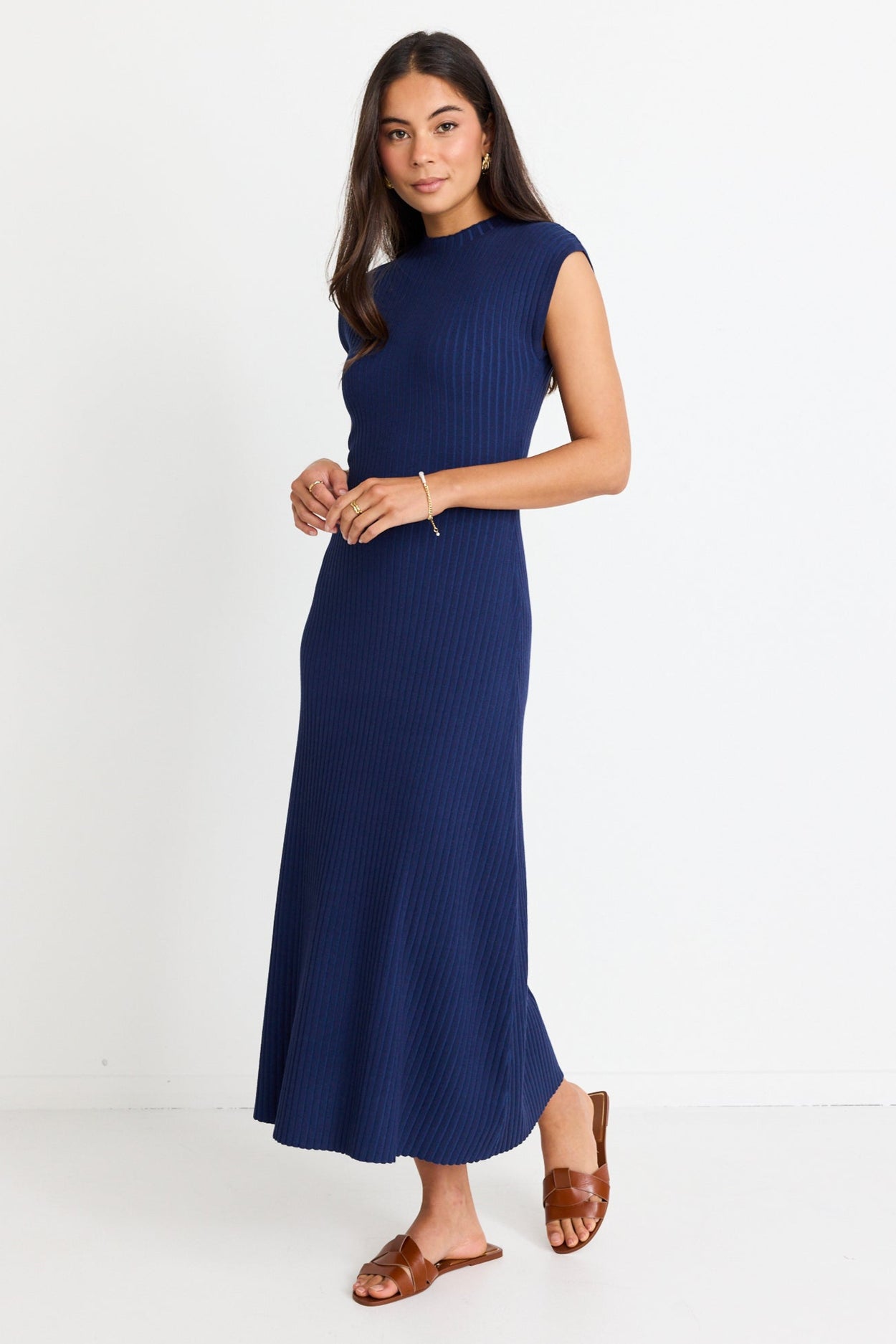 Shop Splendid Ink Rib Knit Funnel Neck Maxi Dress | Flo & Frankie
