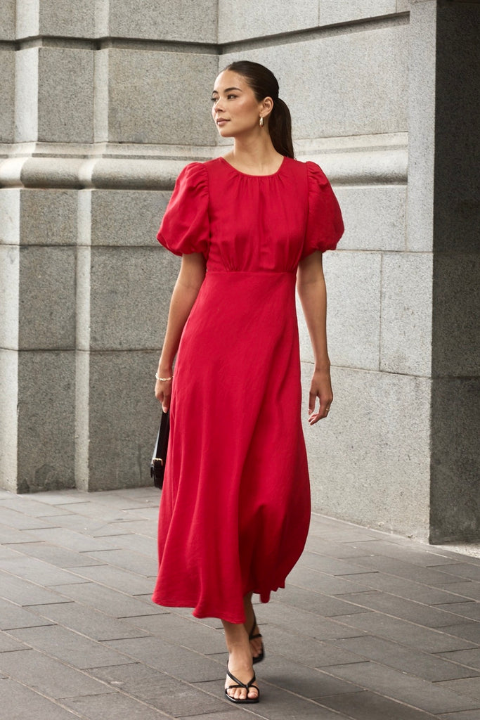 Shop Stage Cherry Puff Sleeve Floaty Maxi Dress | Flo & Frankie