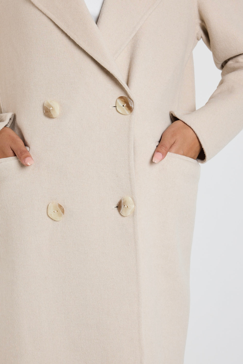 Shop Stockholm Pumice Wool Blend Double Breasted Coat | Flo & Frankie