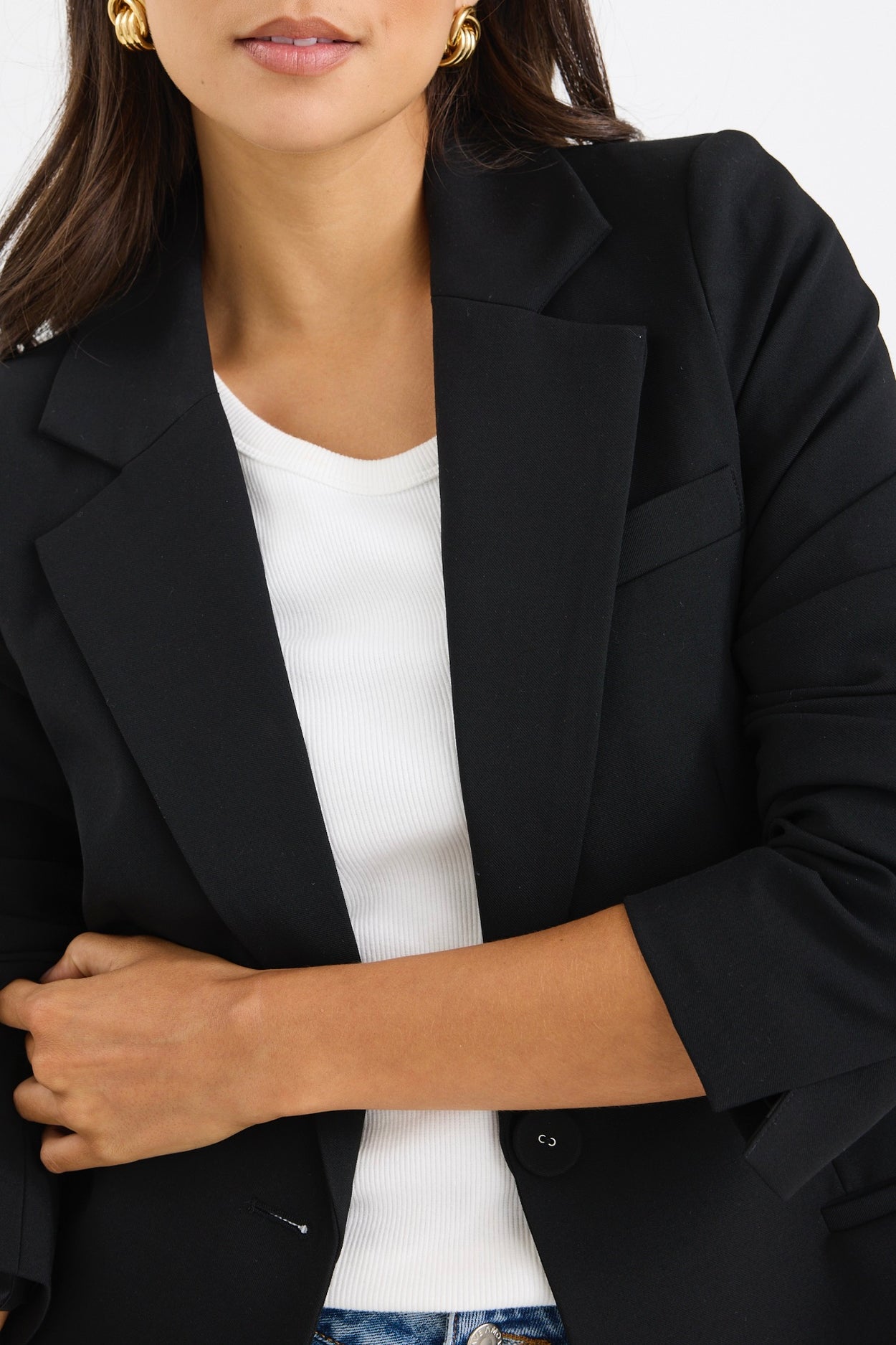 Shop Suave Black Fitted Short Blazer | Flo & Frankie