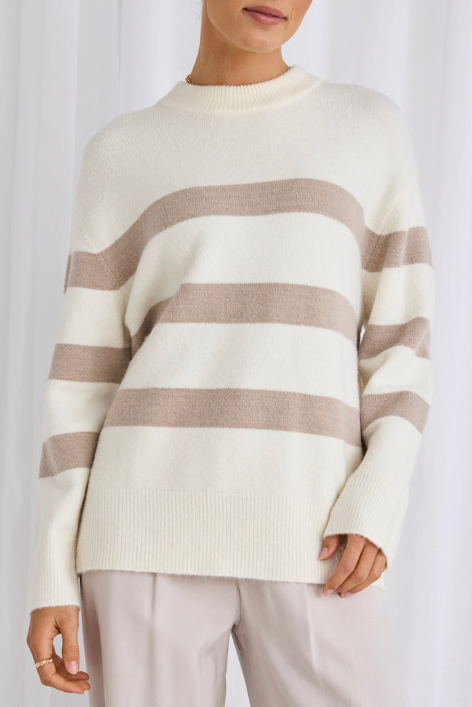 Shop True Natural Stripe Crew Knit Jumper | Flo & Frankie