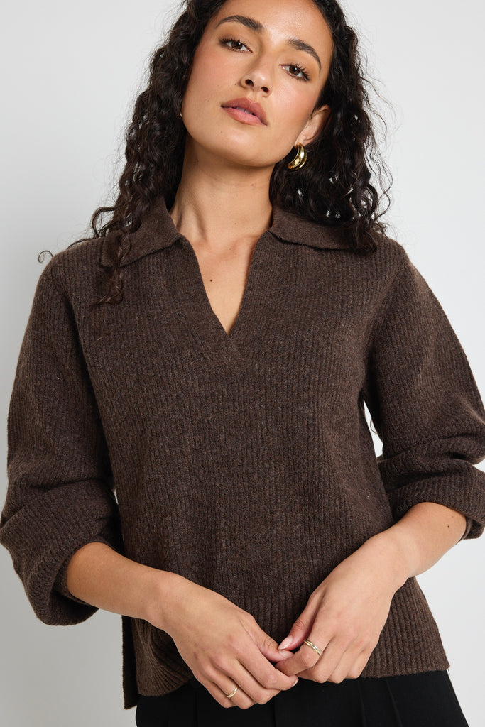 Shop Truth Chocolate Collar Chunky Knit Jumper | Flo & Frankie