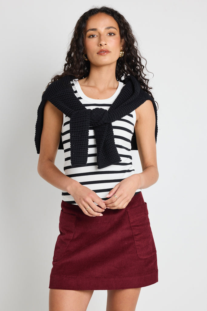 Shop Valid Burgundy Cord Mini Skirt | Flo & Frankie