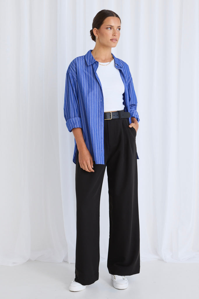 Shop You Got This Deep Blue Stripe Oversized Shirt | Flo & Frankie