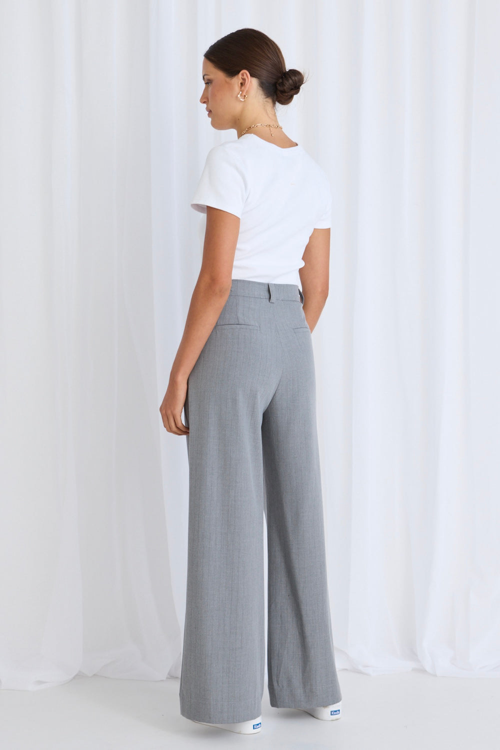 Shop Vice Grey Pinstripe Pleat Front Manstyle Wide Leg Pant | Flo & Fr